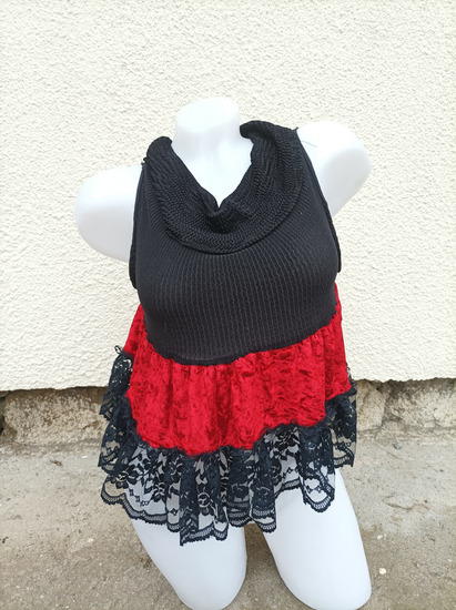 Unikatna Crveno Crna Gothic Vamp Majica S/M