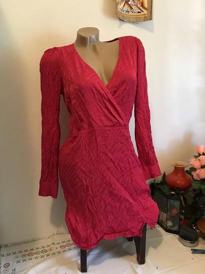 LC Waikiki pink dekoltovana viskozna haljina L