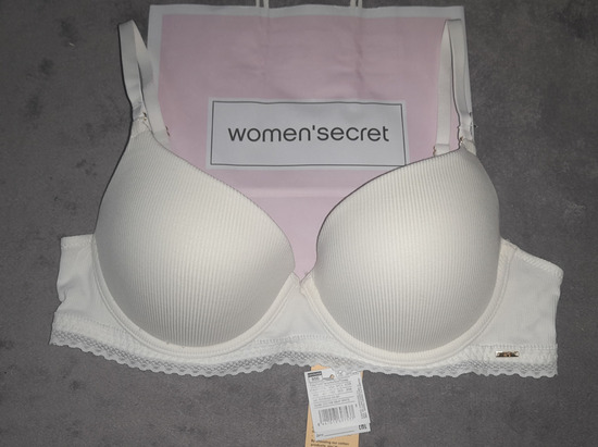 WS beli rebrasti pamuk,cipka push up 80B NOVO!%