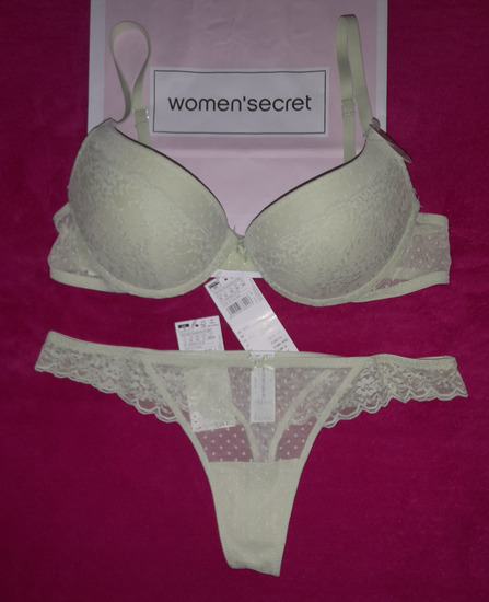WS svetlo zeleni push up cipka 75B tange S NOVO!%