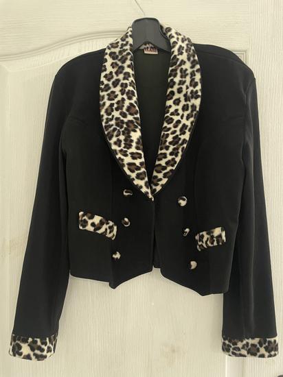 Vintage crni sako sa leopard printom