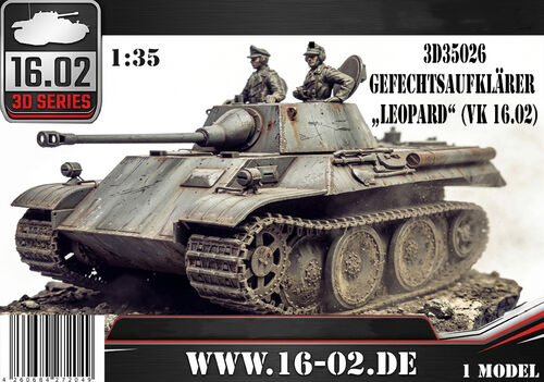 NEW! Custom scale 3D35026 German WWII Reconaissance Tank Leopard (VK 16.02 / 3D-Printed)