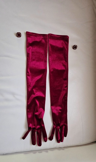 %Velvet burgundy duge rukavice i minđuše, novo