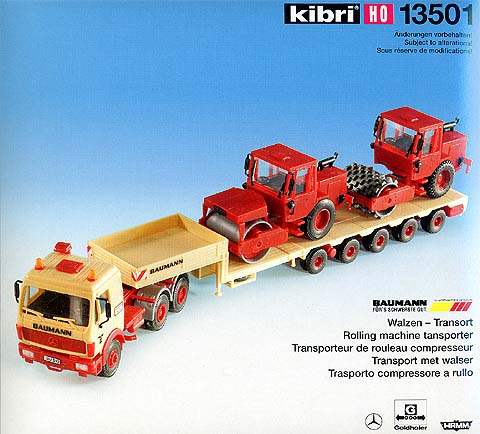 NEW! Kibri 13501 Mercedes Benz 3-axle with 5-axle Semi-Trailer Platform with Roller Load