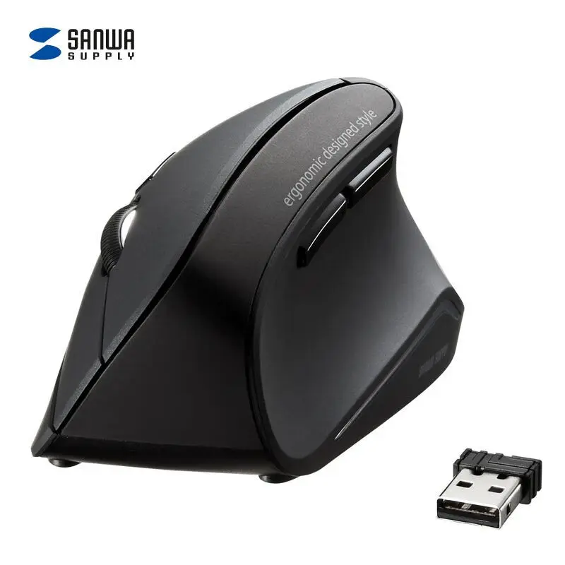 SANWA Vertikalni Bluetooth miš, 1600 DPI, Crni