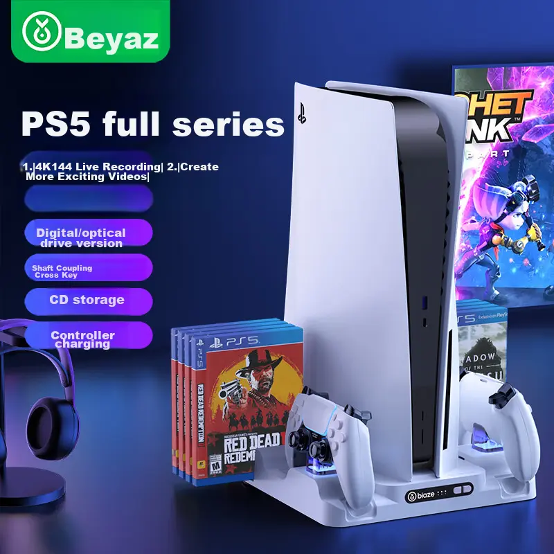 Biaz Stalak sa ventilatorom i punjačem za kontrolere za PS5 Slim/Pro