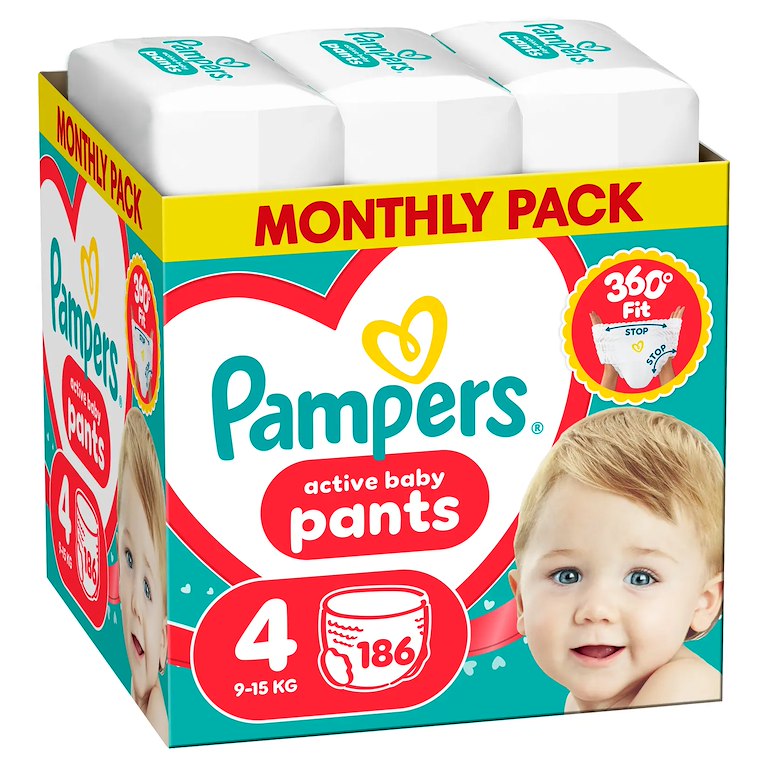 Pampers Pelene Pants 4, Monthly, 9-15 kg, 186/1