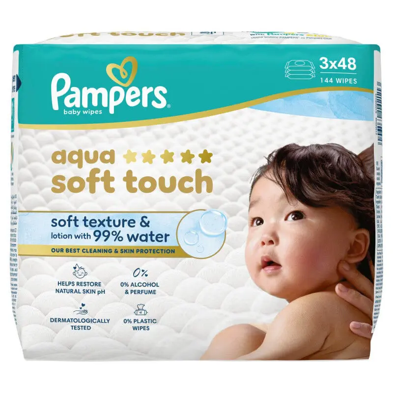 Pampers Vlažne maramice Aqua soft touch, 3x48 komada