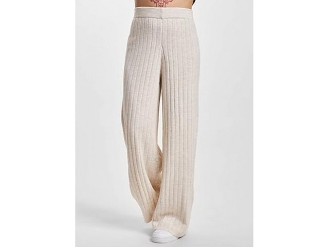 SHEIN Nude Rebraste Trikotažne Pantalone -L