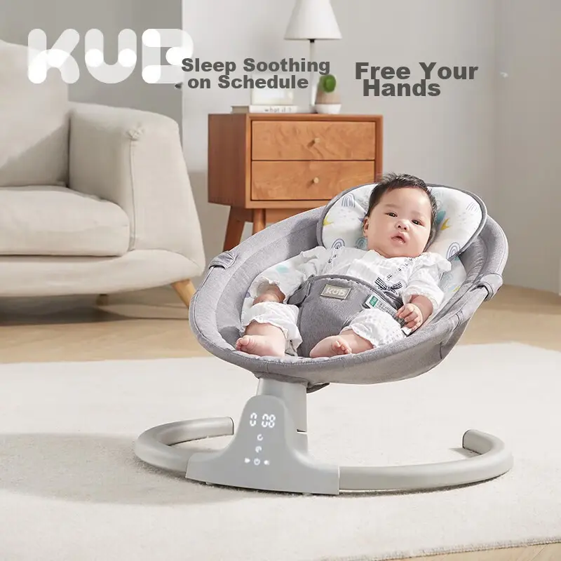 KubElektrična ljuljaška za bebe sa mrežicom za komarce, Siva