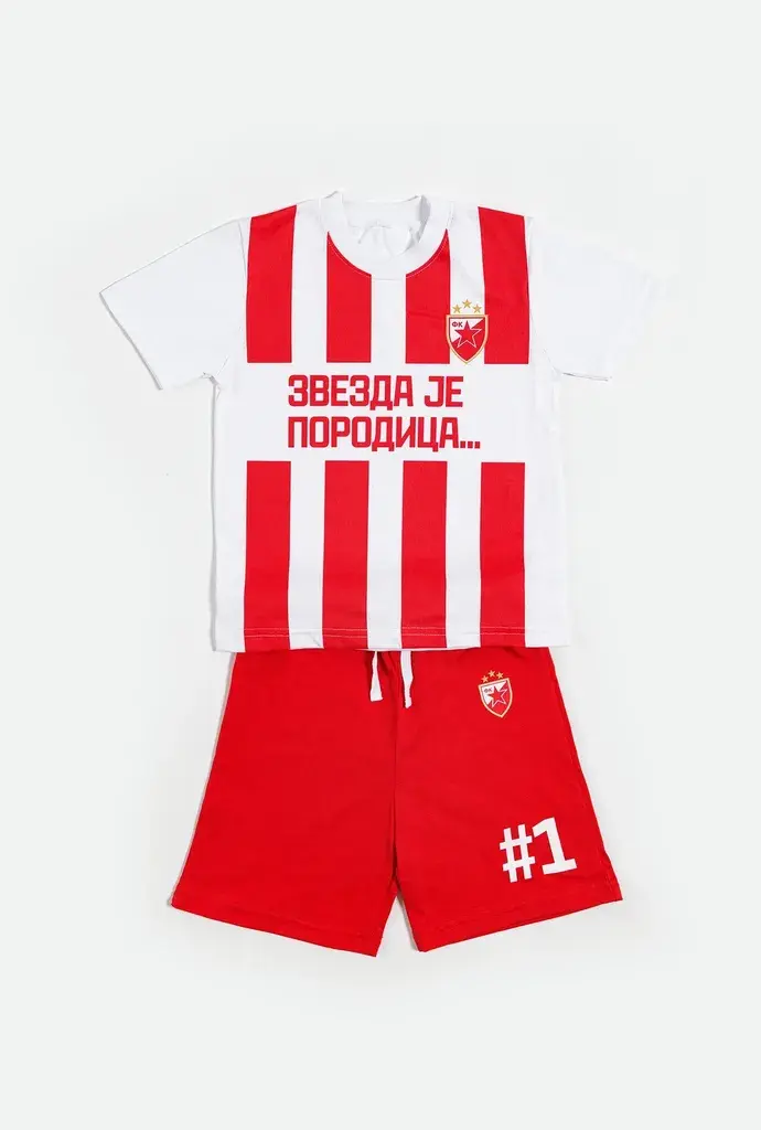 Crvena Zvezda-Stefan Komplet majica i šorts za bebe Crvena Zvezda, Crveno-beli