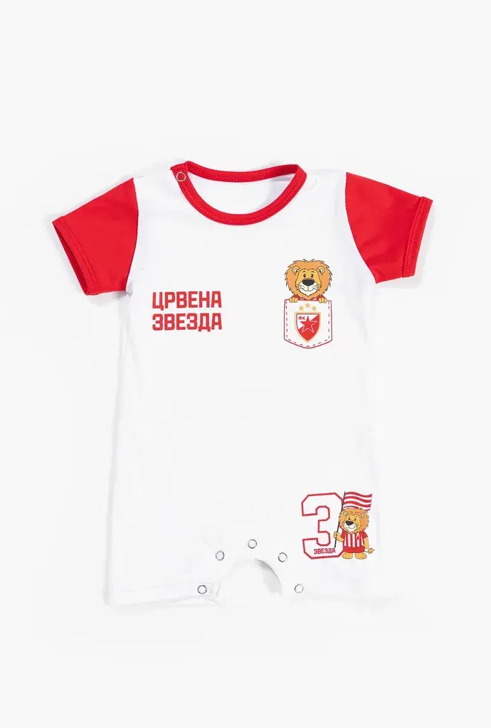 Crvena Zvezda-Stefan Romper za bebe Crvena Zvezda, Belo-crveni