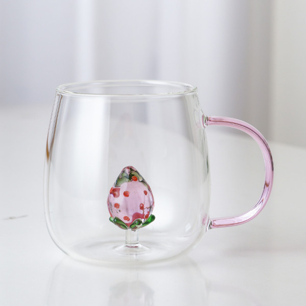Cute&Cool HOME staklena šolja sa jagodom, 400ml