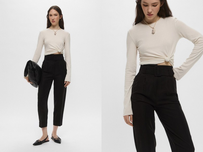 ***H&M pantalone sa visokim strukom***novo***