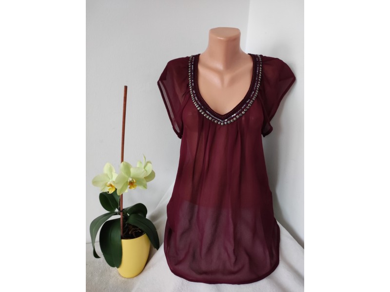 RASPRODAJA Only bordo prozirna bluza vel 42