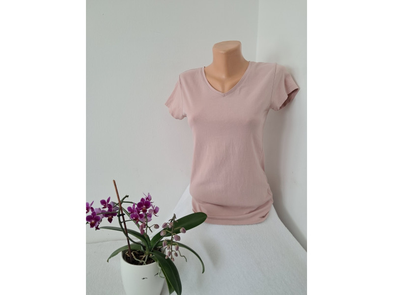 AMISU roze majica V izrez vel M