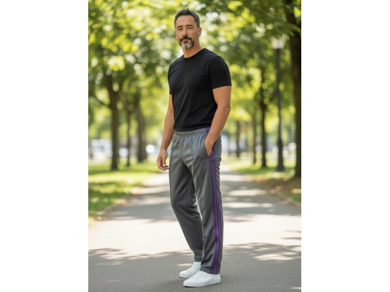 Adidas muška trenerka donji deo siva sa ljubičastim M