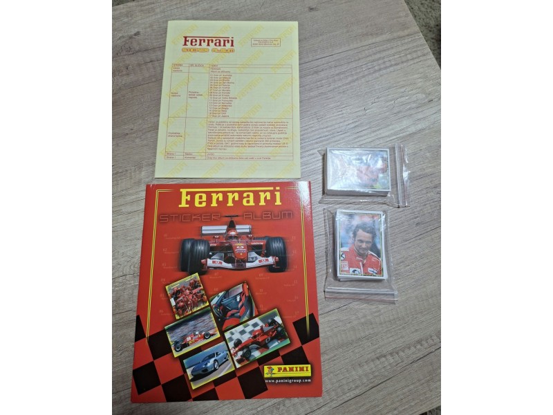 Ferari panini kompletan set + prazan album MINT