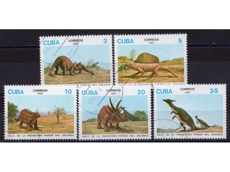 Kuba - Dinosaurusi - Žigosane marke