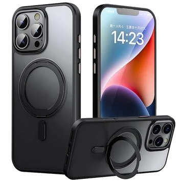 IPHONE 16 PRO MAX MAGNETIC KICKSTAND HYBRID CASE - BLACK