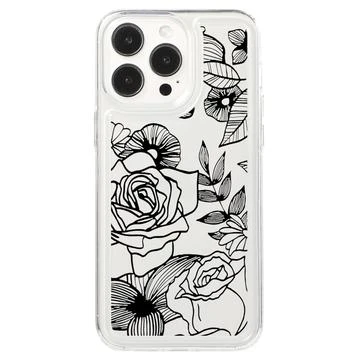 IPHONE 15 PRO FASHION TPU CASE - ROSE OUTLINE
