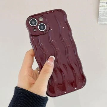 IPHONE 13 3D LINEAR WAVY CASE - WINE RED
