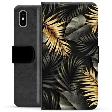 IPHONE X / IPHONE XS PREMIJUM FUTROLA-NOVČANIK - ZLATNO LIŠĆE