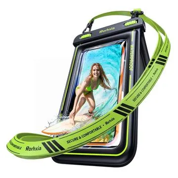 RORHXIA GLOW-IN-THE-DARK DRY IP68 WATERPROOF FLOATING CASE - TRIPLE-SEALED - BLACK / GREEN