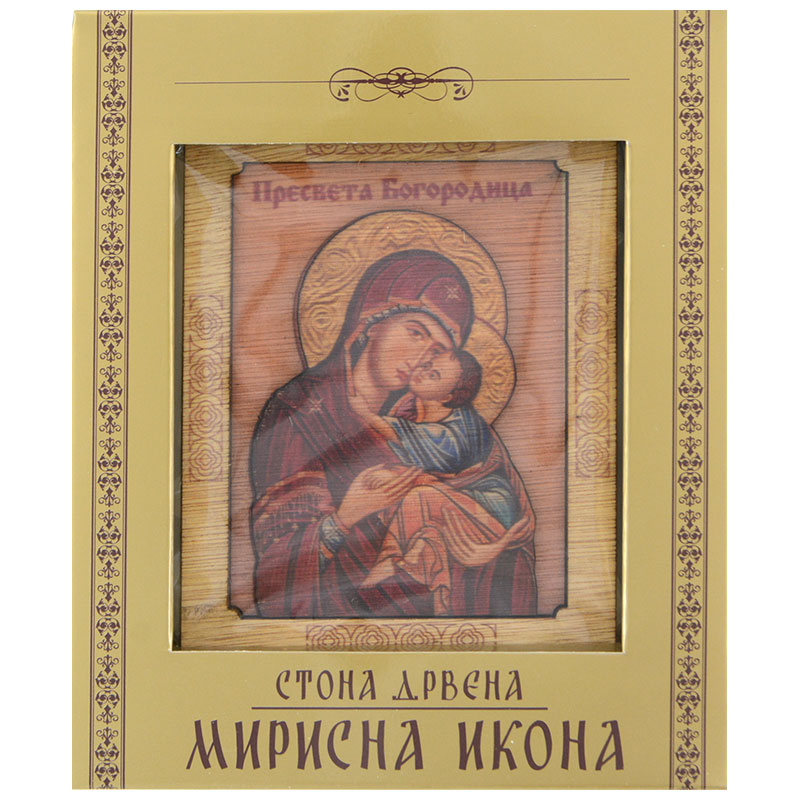 Stona drvena mirisna ikona - Presveta Bogorodica (11x8,5) cm
