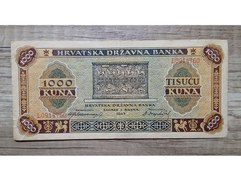 N 91 - NDH - 1000 kuna 1943 - opis -