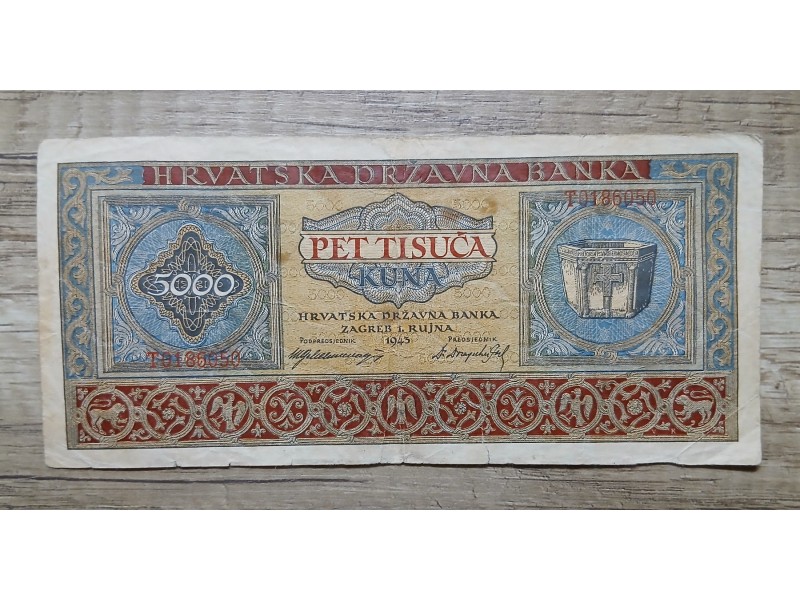 N 92 - NDH - 5000 kuna 1943 - opis -