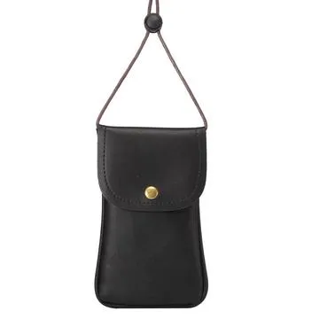FASHIONABLE UNIVERSAL CASE WITH CARD HOLDER & STRAP - 16.5X9.5CM - BLACK