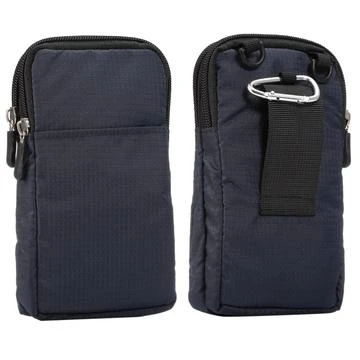 UNIVERSAL BELT CLIP CASE FOR SMARTPHONES WITH CARABINER AND STRAP - 6.3"-6.9" - DARK BLUE