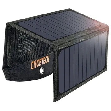 CHOETECH DUAL-PORT FOLDABLE SOLAR CHARGER - 19W - BLACK