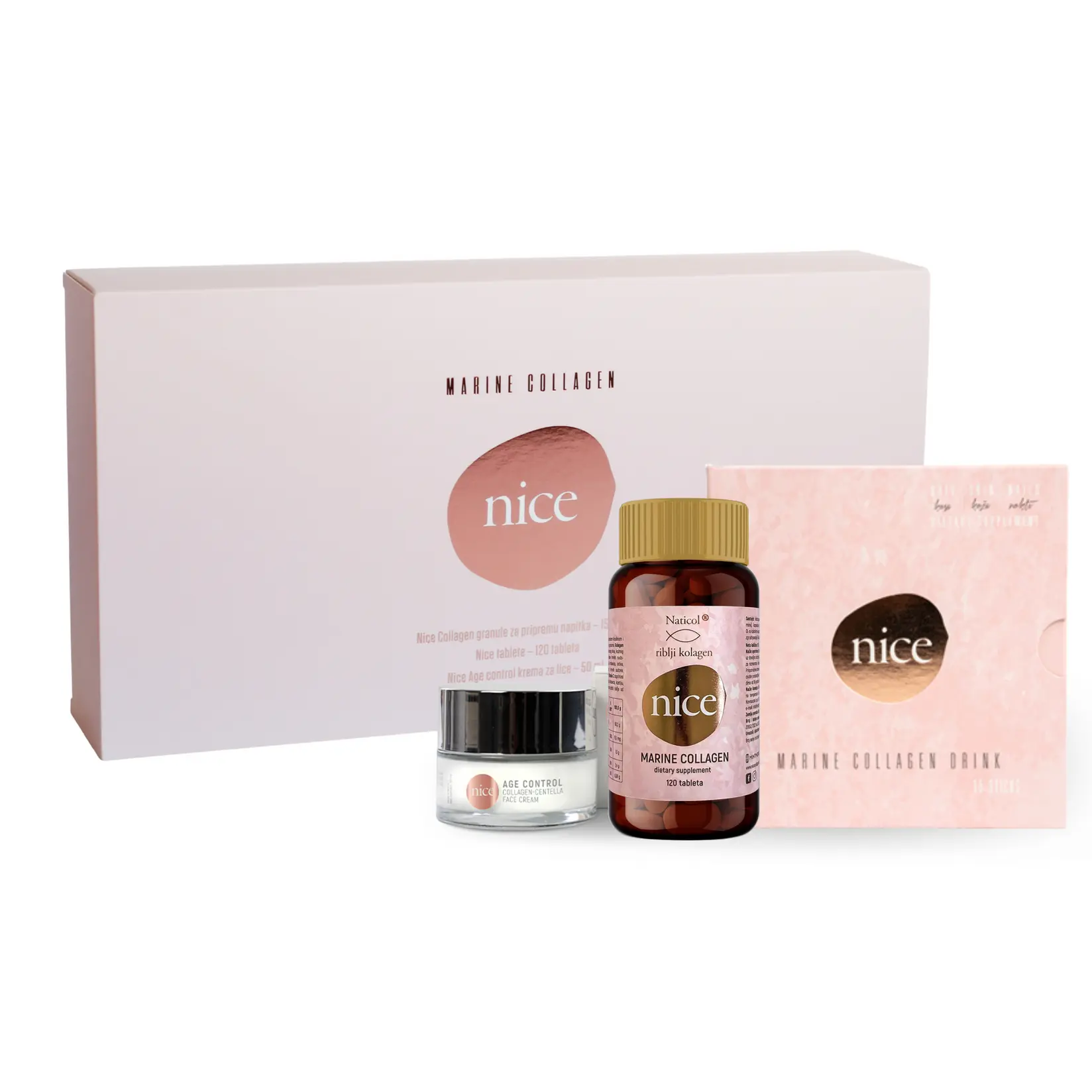 MINTMEDIC Nice Poklon paket Kolagen u kesicama 15/1 + Kolagen u tabletama 120/1 + Krema za lice Age control