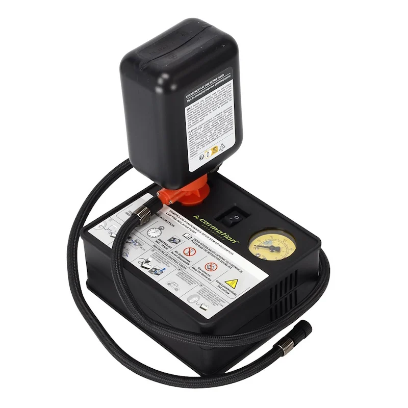 Set za reparaciju i krpljenje guma sa kompresorom 12V 500ml – Carmotion 63349