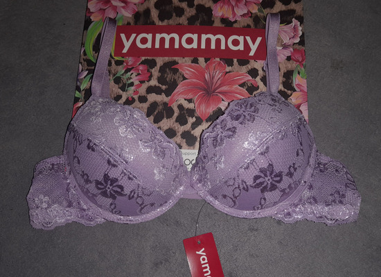 Yamamay lila cipka push up 75B NOVO!%