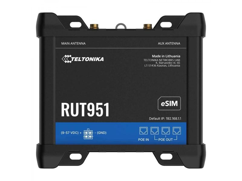 TELTONIKA 4G/LTE&WIFI IND. CELUL. RUTER 2 SIM KART.,POE+,BEZ NAPAJANJA RUT951B10J00