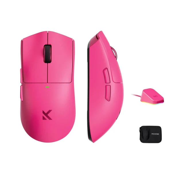 BEŽIČNI GAMING MIŠ MCHOSE K7 ULTRA ROSE RED /PAW 3950/8K HZ/OMRON MECHANICAL