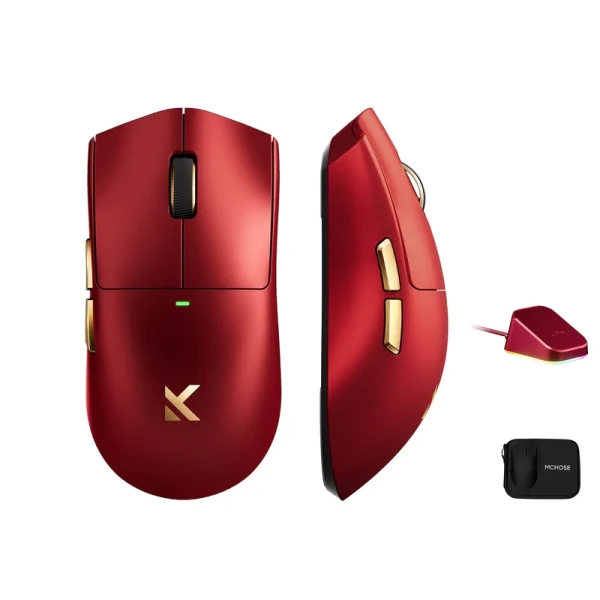 BEŽIČNI GAMING MIŠ MCHOSE K7 ULTRA IRON RED /PAW 3950/8K HZ/OMRON MECHANICAL