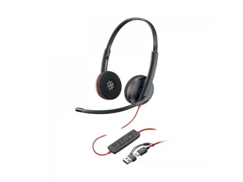 HP SLUŠALICE SA MIKROFONOM POLY BLACKWIRE 3220 HP 8X228AA USB-C+ USB-C/A ADAPTER