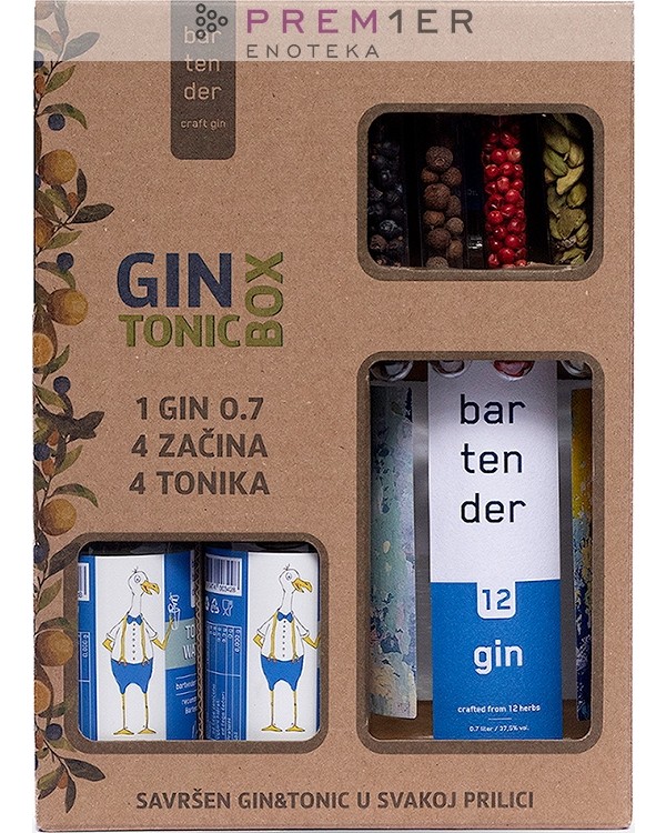 Bartender Gift Box 0.70l + 4 Začina i 4 Evervess Tonic Water 4 x 0.25l