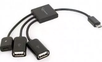 GEMBIRD MICROUSB ČVORIŠTE ZA TELEFONE 2 X USB 2.0 + 1 X MICROUSB(ŽENSKI) ZA PUNJENJE