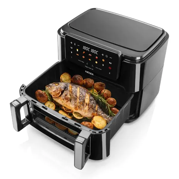 HAEGER AF-D10.010B FRITEZA NA TOPAO VAZDUH DIGITALNA 10,5L 2 POSUDE