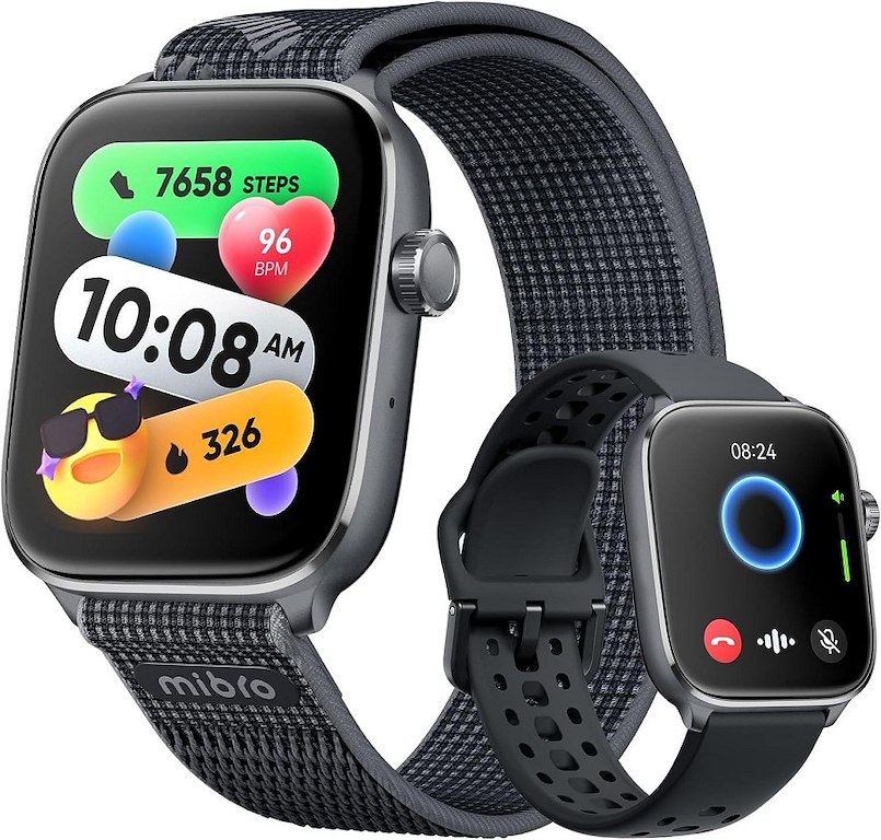 MIBRO FIT BLACK PAMETNI SAT 1.75", GPS, 2 NARUKVICE, Crni