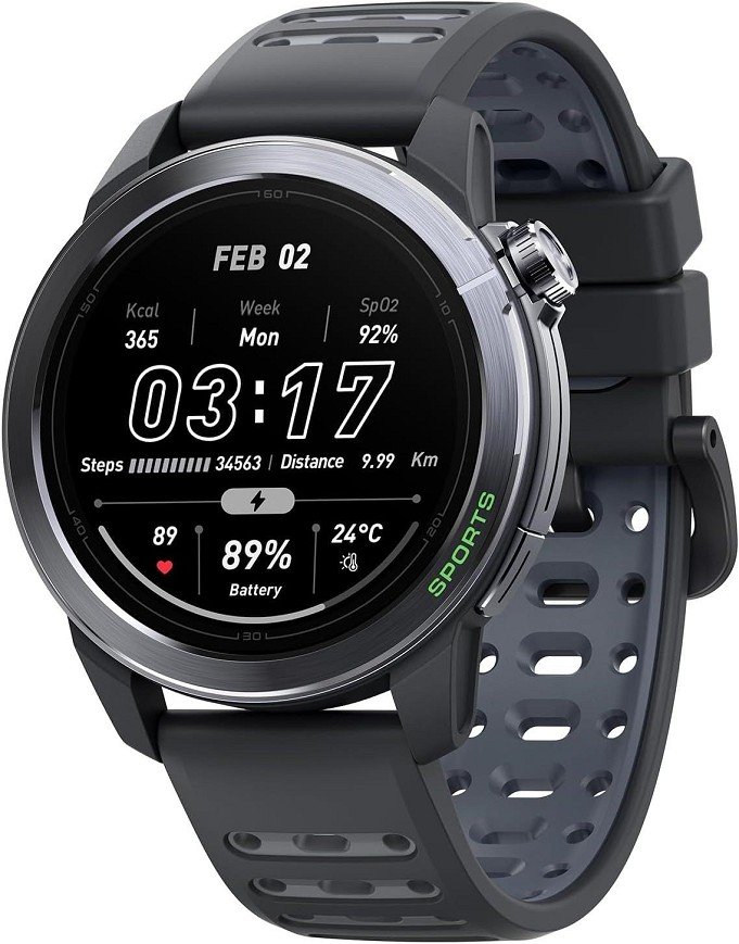 MIBRO GS ACTIVE2 PAMETNI SAT GPS, 1.32", 2 NARUKVICE, TAMNO Sivi
