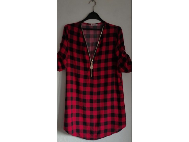 MISS GOOD karirana bluza-tunika vel. M/L (Pamuk)