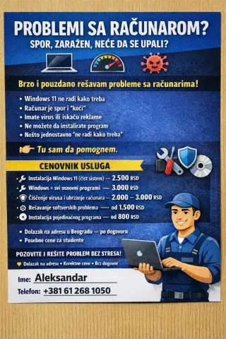 WINDOWS 10/11 INSTALACIJA • UBRZANJE SISTEMA • ČIŠĆENJE VIRUSA ZVEZDARA I OKOLINA