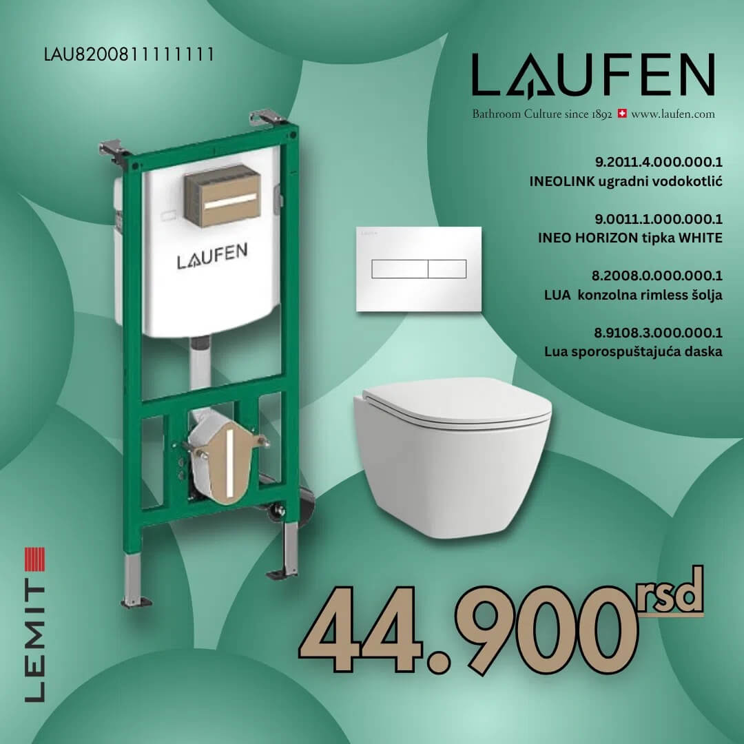 Komplet Laufen vodokotlić sa belom tipkom i Laufen Lua wc šoljom i daskom