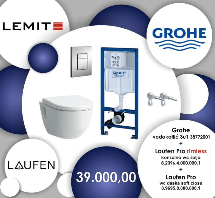Komplet Grohe vodokotlić 3u1 sa Laufen Pro wc šoljom i daskom